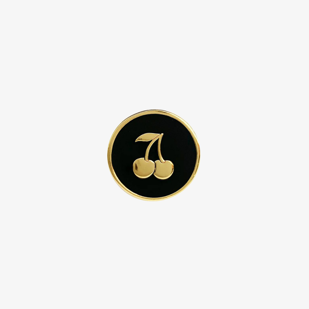melody ehsani cherry signet ring (gold/black) – Premium Goods