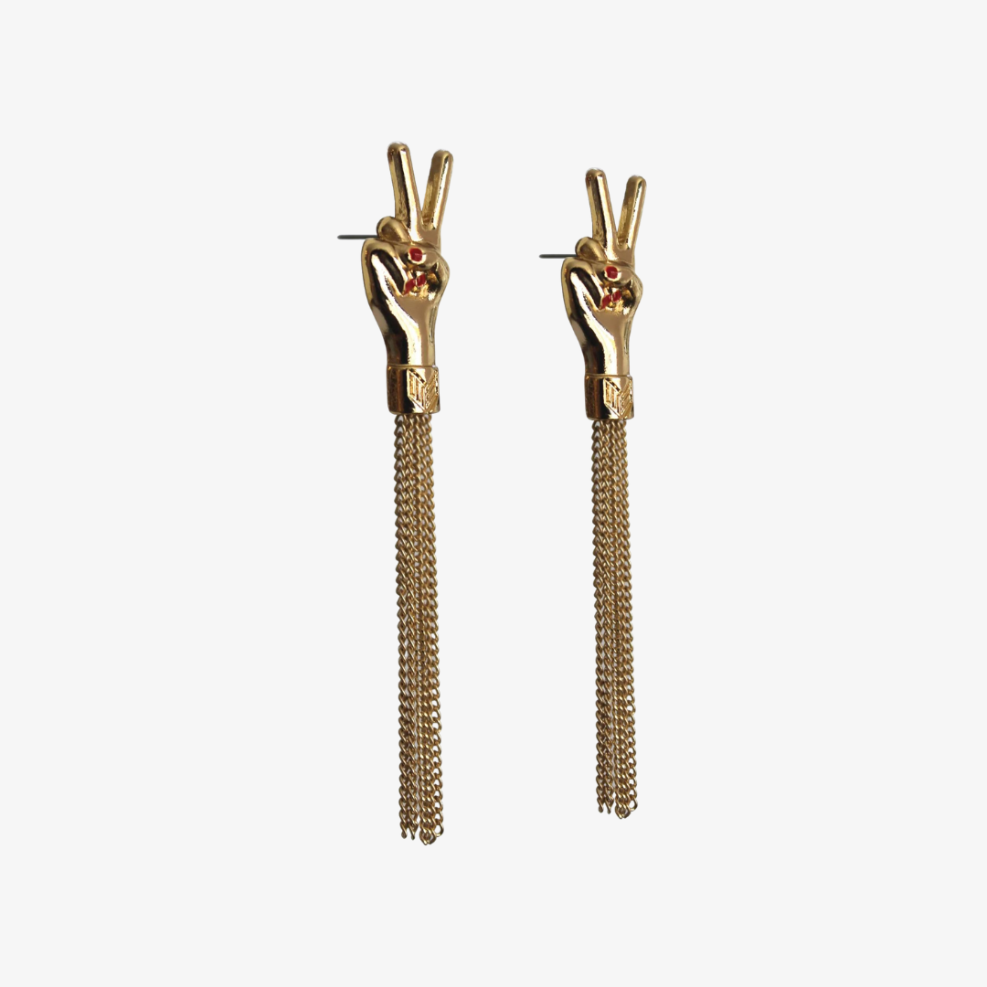 melody ehsani peace tassel earrings (gold) – Premium Goods